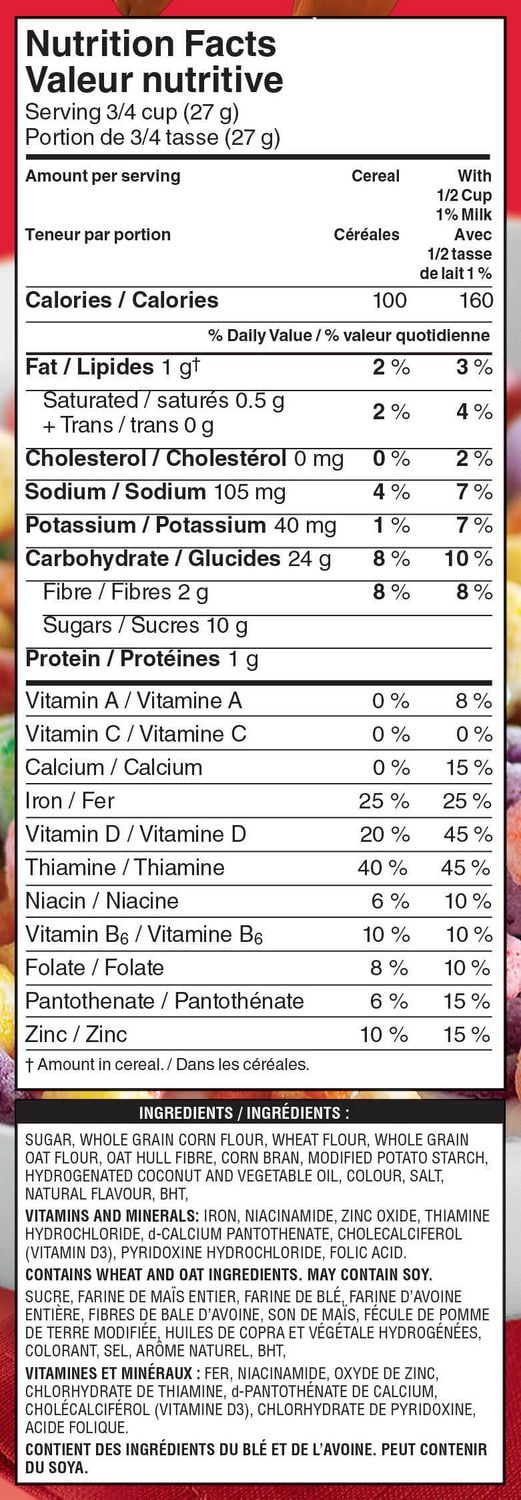 Froot Loops Nutritional Information Per 100g Blog Dandk