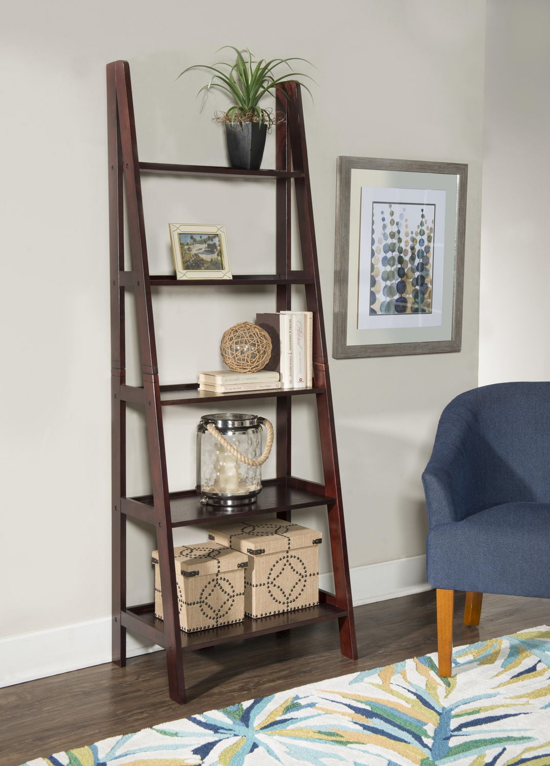 Ladder bookcase espresso store