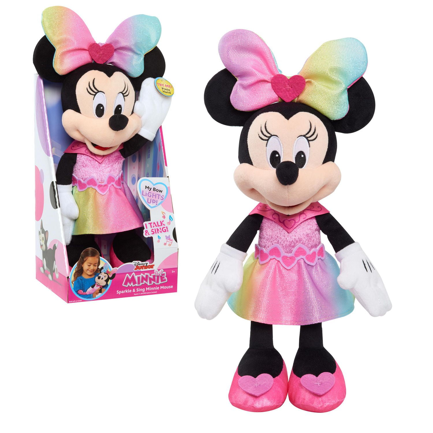 Disney Junior Minnie Mouse Sparkle and Sing Minnie Mouse 13 Inch Feature Plush with Lights and Sounds Walmart