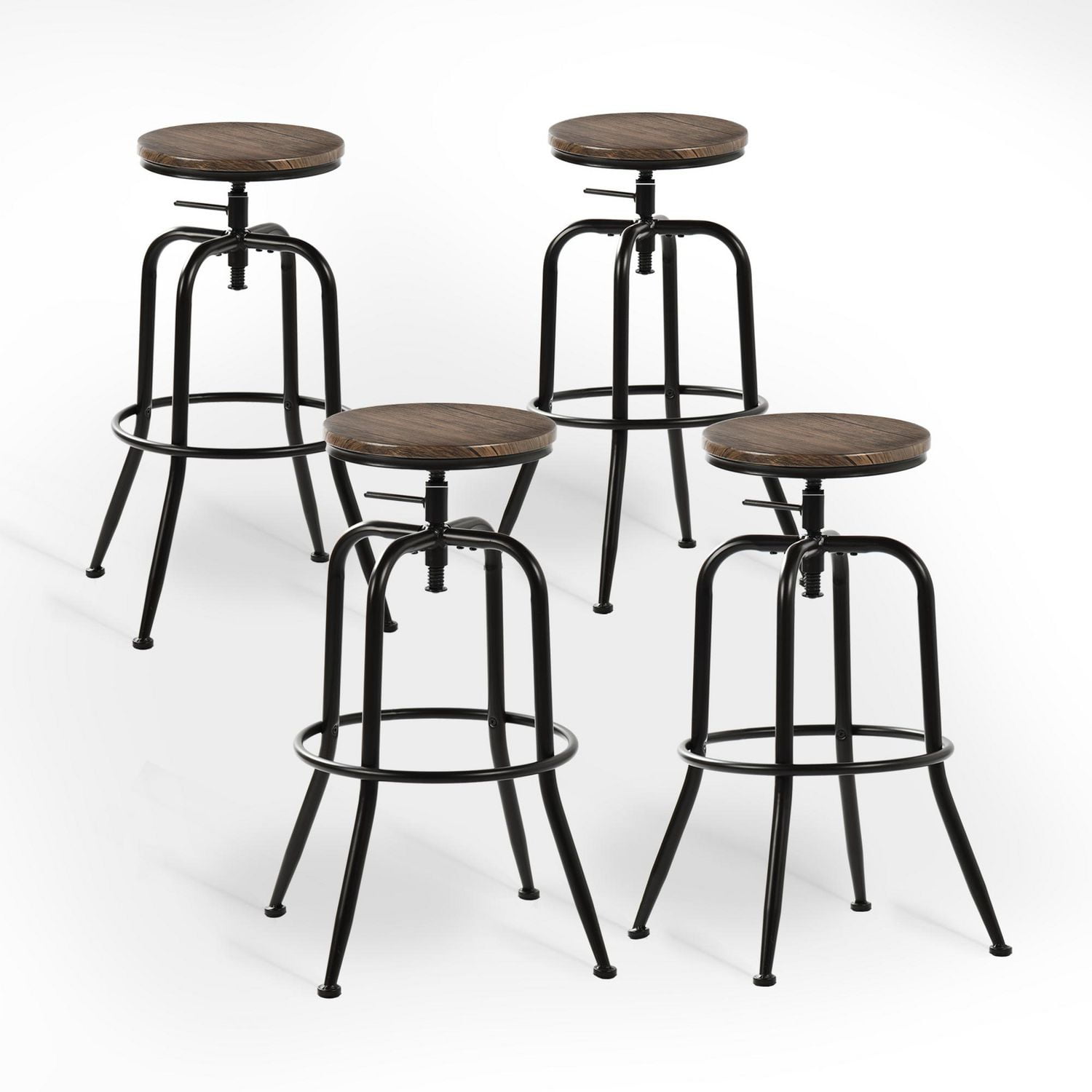 Homy Casa Set of 4 Swivel Bar Stools - 27 to 30 Inch Industrial ...