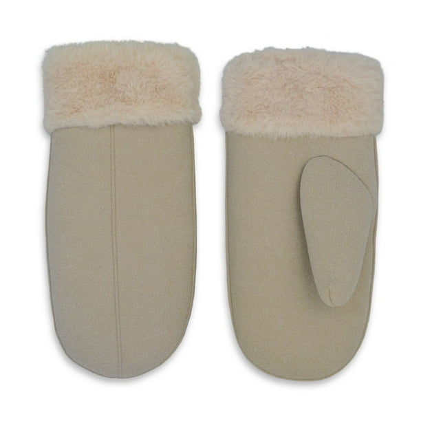 Hot Paws Ladies' Insulated Faux Fur Jersey Mittens, One Size - Walmart.ca
