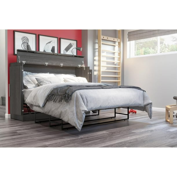 Bestar Nebula Grand lit (queen) cabinet avec matelas - Blanc - Walmart.ca