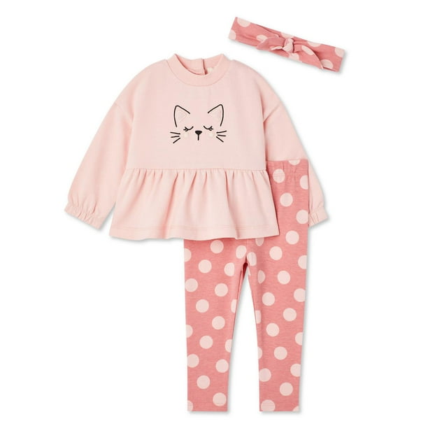 Btween Baby Girls' Peplum Top and Legging 3-Piece Set - Walmart.ca