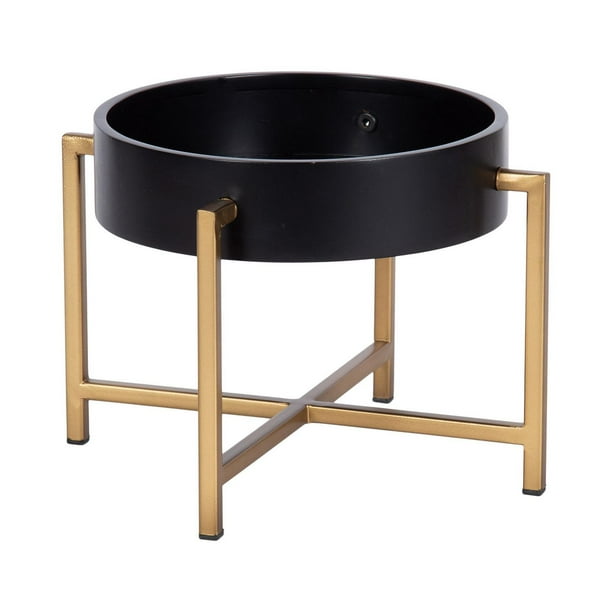 Uniek DesignOvation Valrico Black and Gold Plant Stand, Metal and MDF ...
