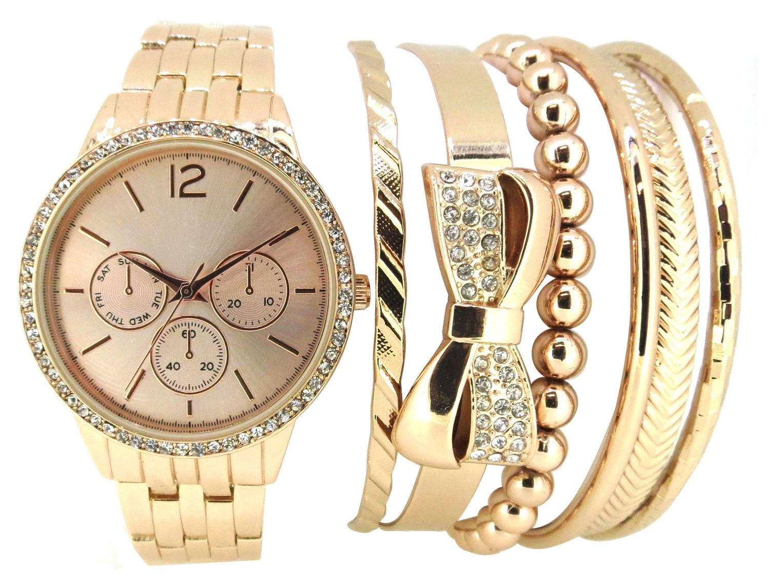 Fashion Watches Women's Stackable Rose Gold Watch with 6 Assorted ...