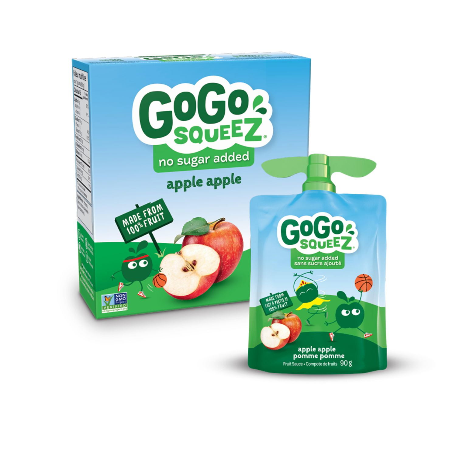 GoGo squeeZ Unsweetened Applesauce Pouches, Apple Flavour, No Sugar Added, Nut-Free Snacks for ...