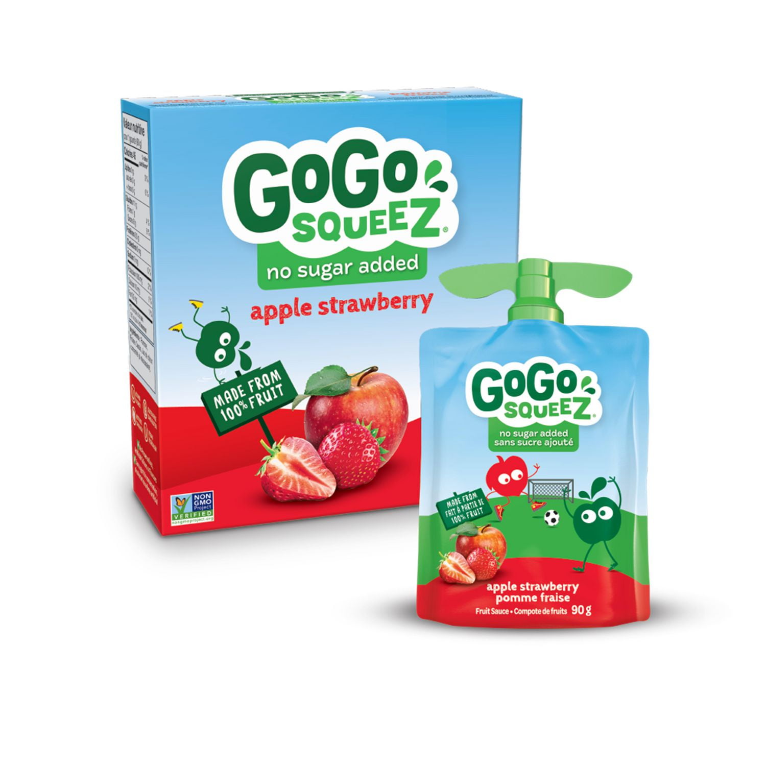 GoGo squeeZ Unsweetened Applesauce Pouches, Apple Strawberry Flavour ...