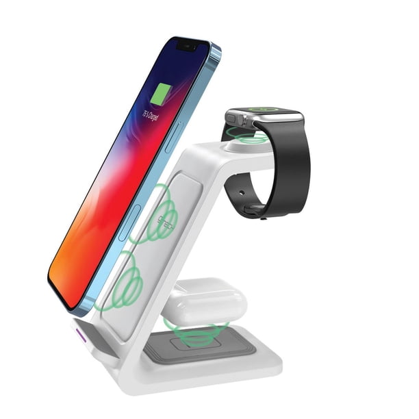 CJ Tech 15-watt 3-in-1 Qi Fast Wireless Charging Station - White ...