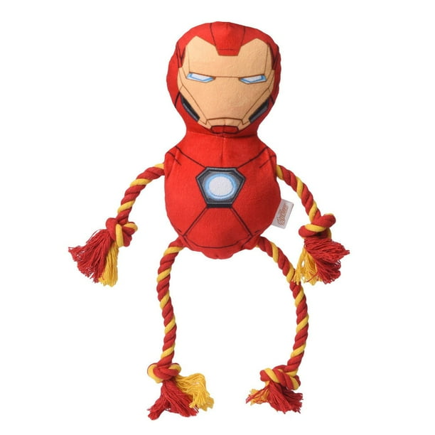 Iron Man Plush Dog toy with Rope and Squeaker, Iron Man Dog Toy ...