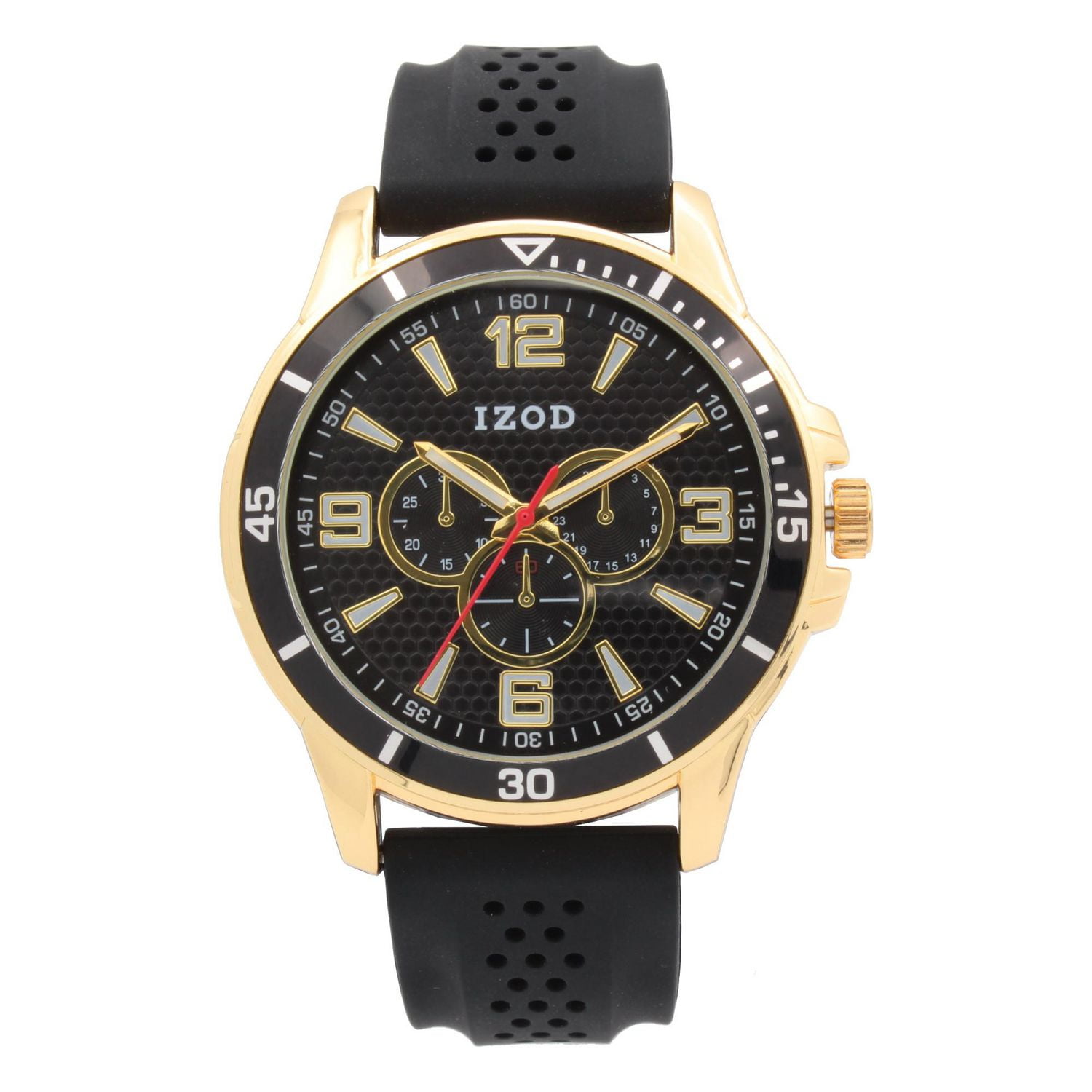 Click here for Izod Easy Read Analog Black Rubber Strap Watch One... prices