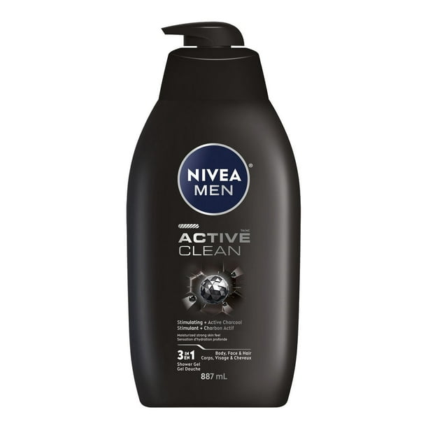NIVEA MEN Active Clean Body Wash | 3-in-1 Men Shower Gel (Body, Face ...
