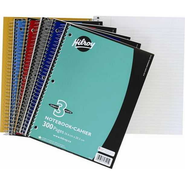 Hilroy Notebook 3 Hole with Margin 3 Subject, 10-½ X 8, 300 Page ...