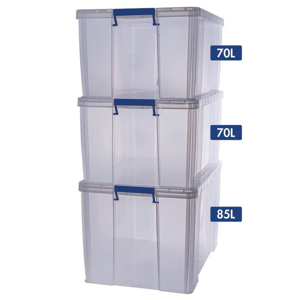 Bankers Box® Plastic Storage Box Bonus Pack 2 (2 x 70L + 1 x 85L ...