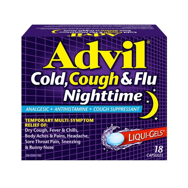 Advil Toux, Rhume et Grippe Nuit Liqui-Gels, capsules, 18cT - Walmart.ca