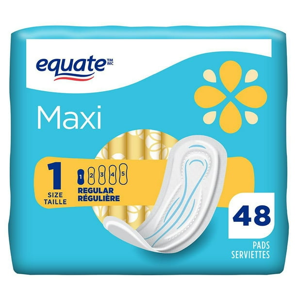 Equate Contoured with Side Channels Regular Maxi Pads Equate Maxi Pad ...