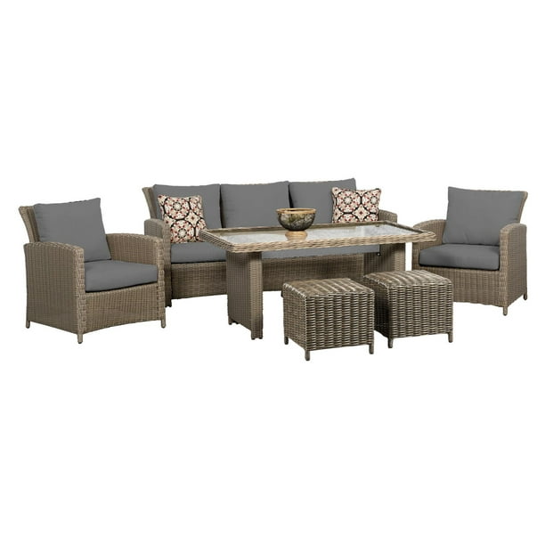 Oakmont 6PC High Table Conversation Set with Grey Cushions - Walmart.ca