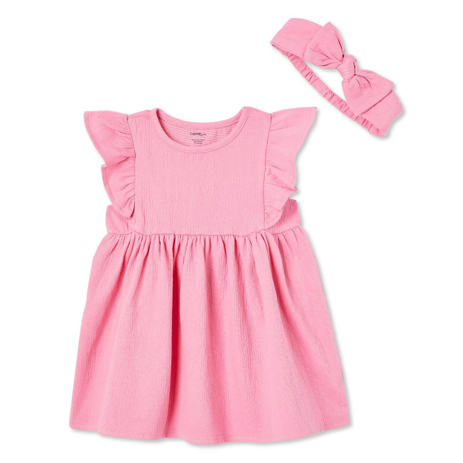 George Baby Girls' Ruffle Dress 2-Piece Set, Sizes 0-24 months - Walmart.ca