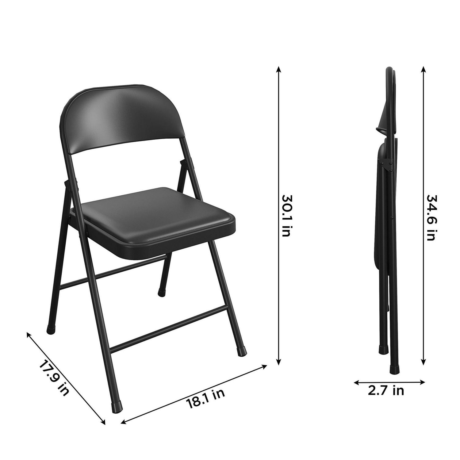 COSCO SmartFold Vinyl Folding Chair 4 Pack Black