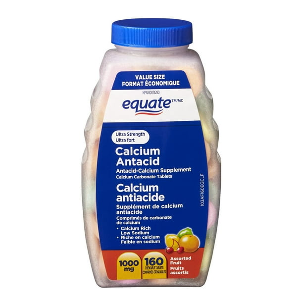 Equate Ultra Fort Antiacide au Calcium, Fruit Assortis 1000mg 160 ...