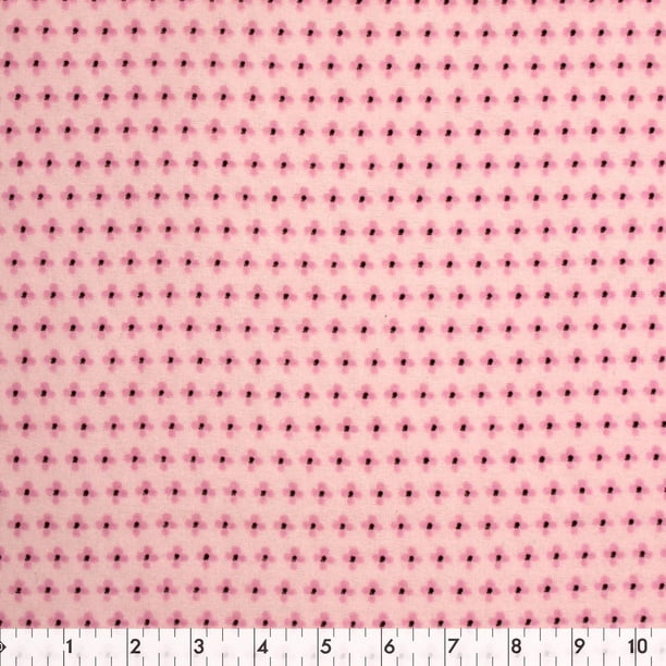 Fabric Creations Light Pink with Rows of Small Dark Pink Flowers Cotton ...