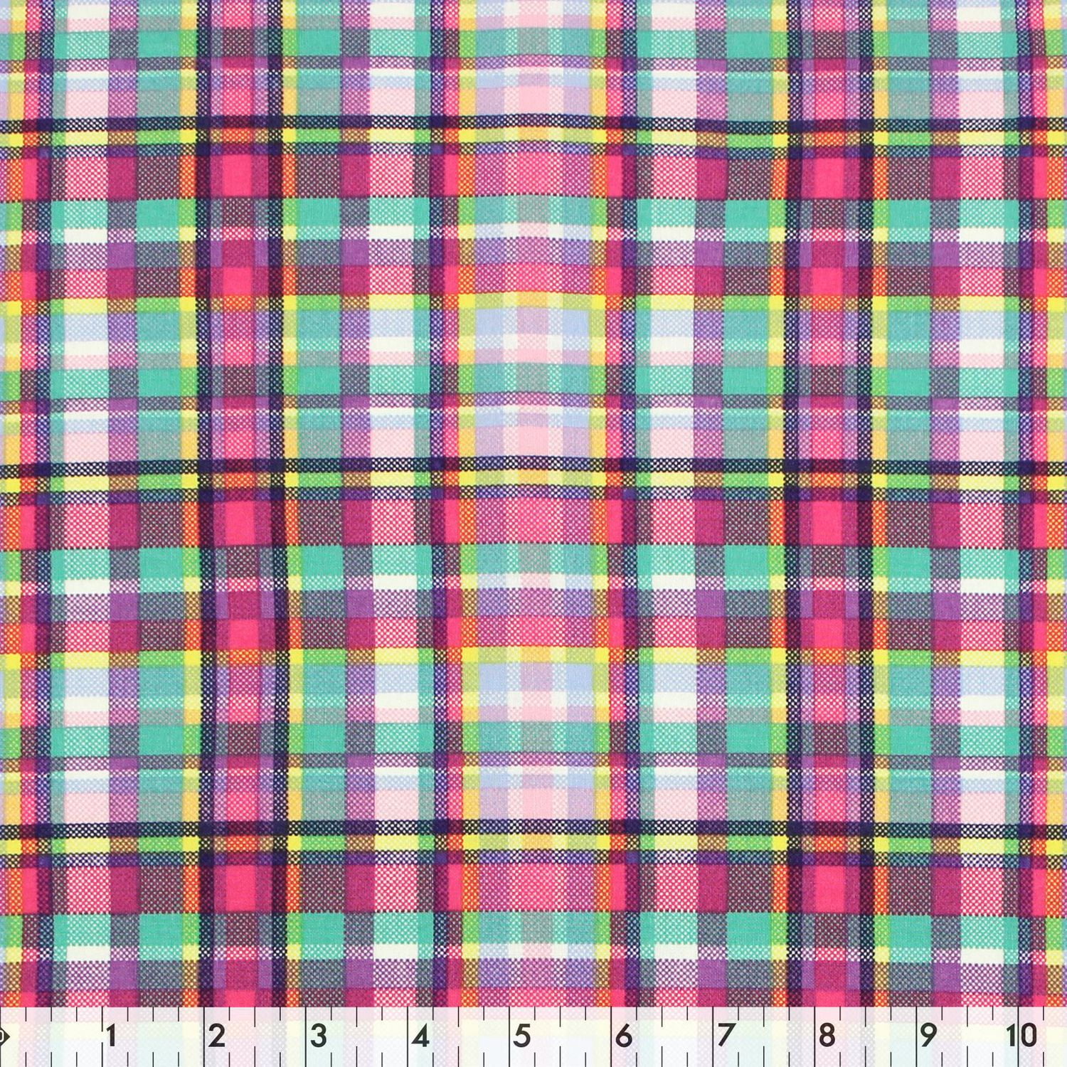 Fabric Creations Bright Pink and Green Plaid Cotton Fabric by the Metre ...
