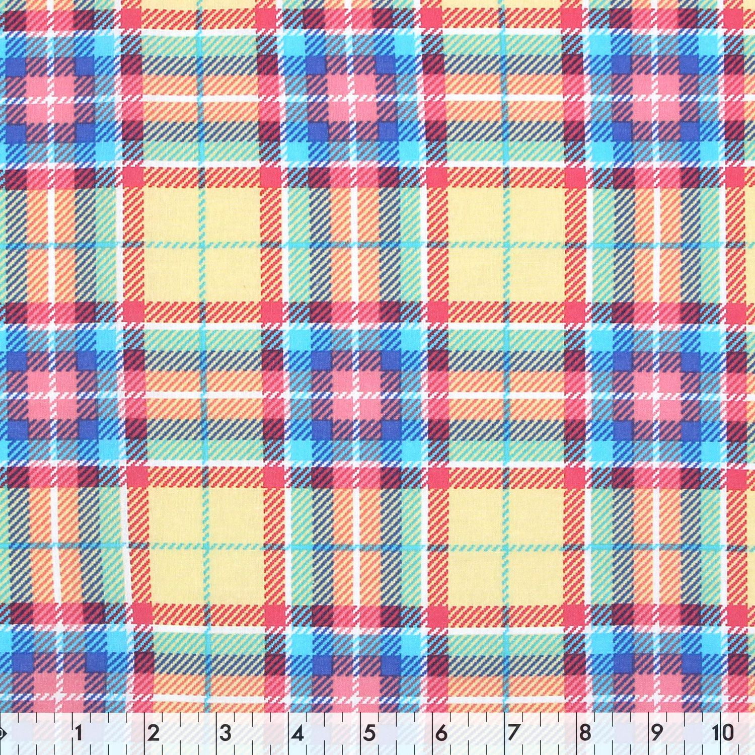Fabric Creations Bright Diagonal Plaid Cotton Fabric by the Metre ...