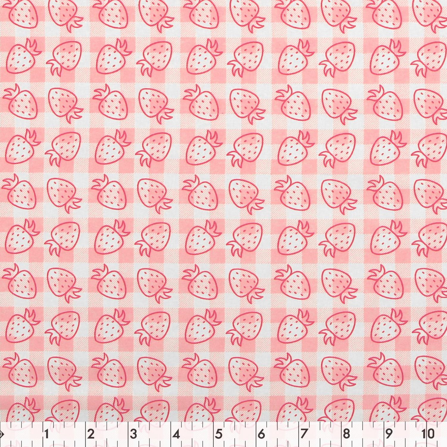 Fabric Creations Pink Gingham with Red Strawberries Cotton Fabric by ...