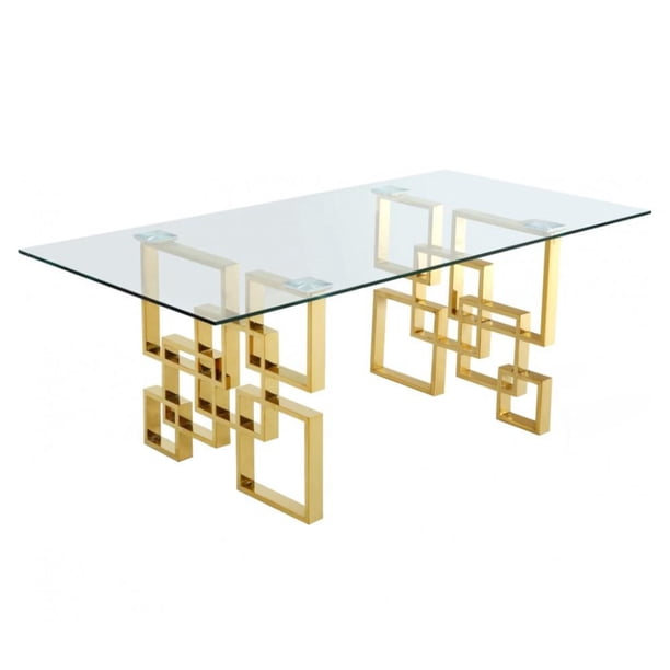 DIVA GLASS DINING TABLE with stainless steel legs and clear tempered ...