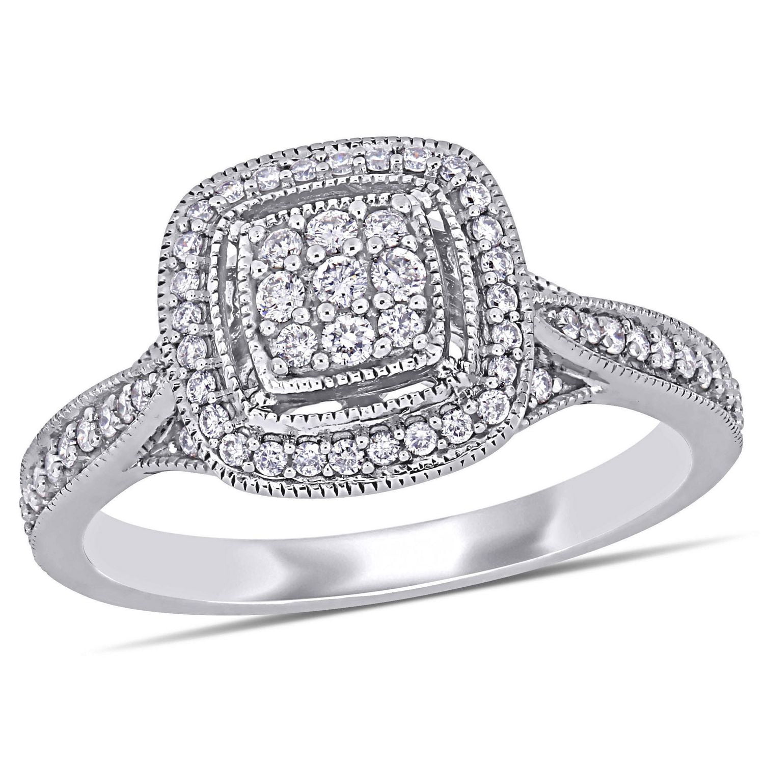 Click here for Miabella 1/3 Carat T. W. Diamond 10k White Gold Ha... prices