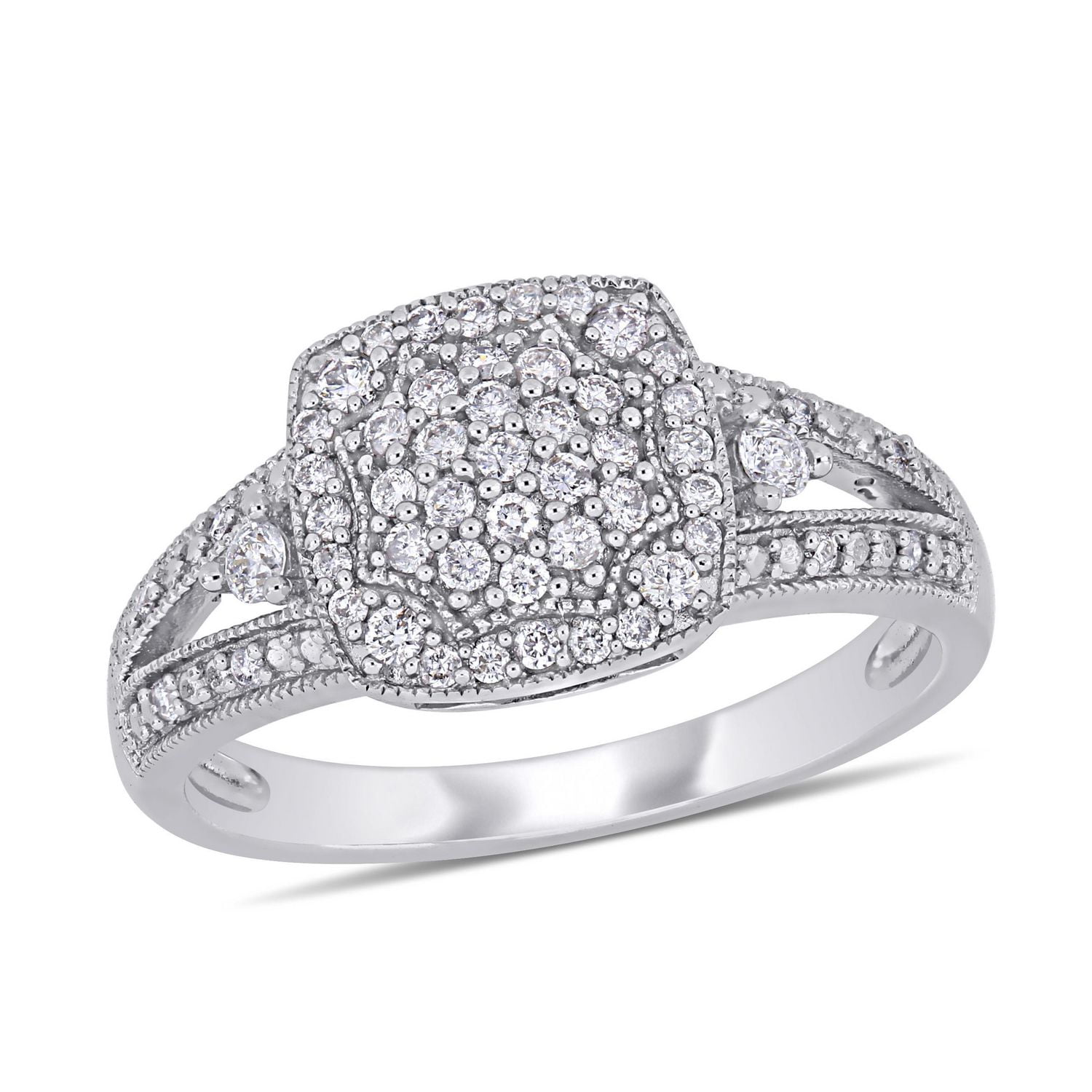 Click here for Miabella 1/3 Carat T. W. Diamond 10k White Gold Sq... prices