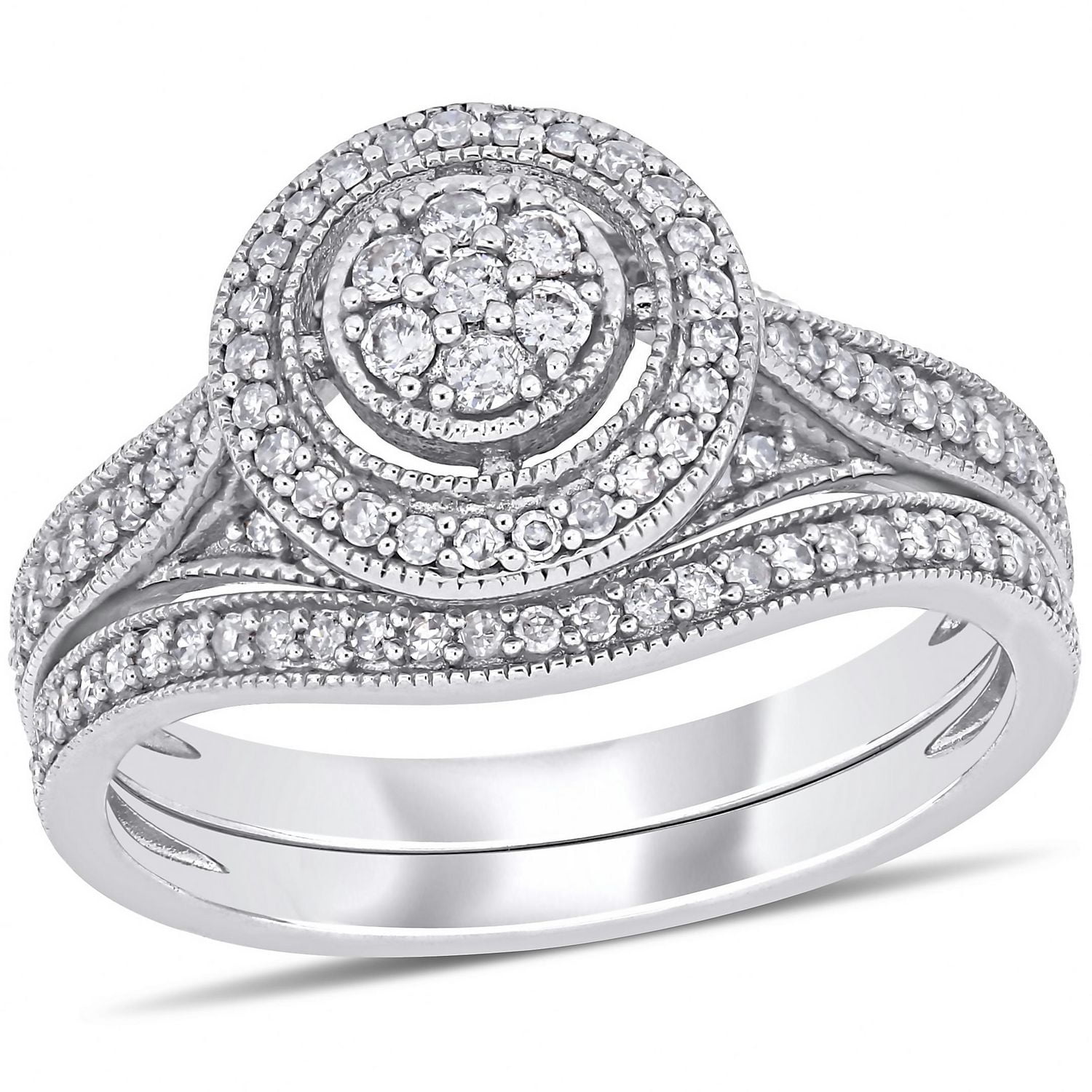 Click here for Miabella 2/5 Carat T. W. Diamond 10k White Gold Ha... prices