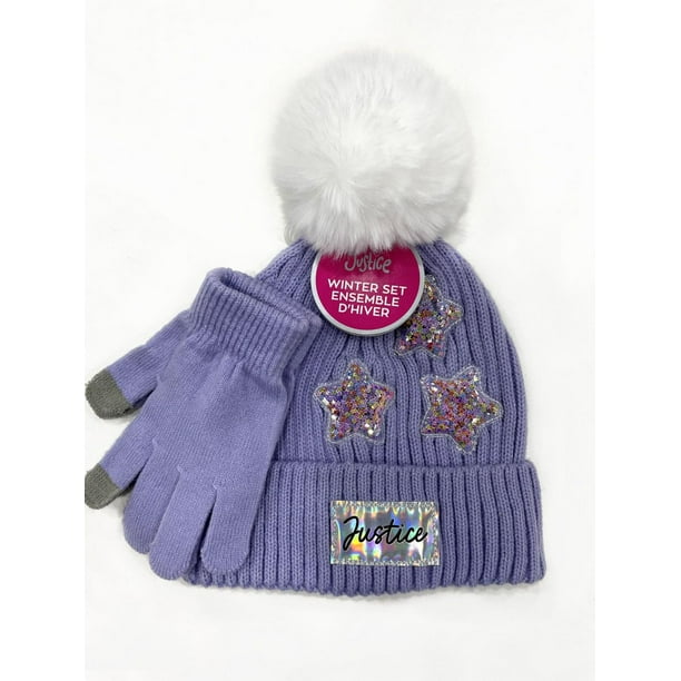 Justice Girls Sequined Shaker Patch Beanie and Glove Set - Walmart.ca