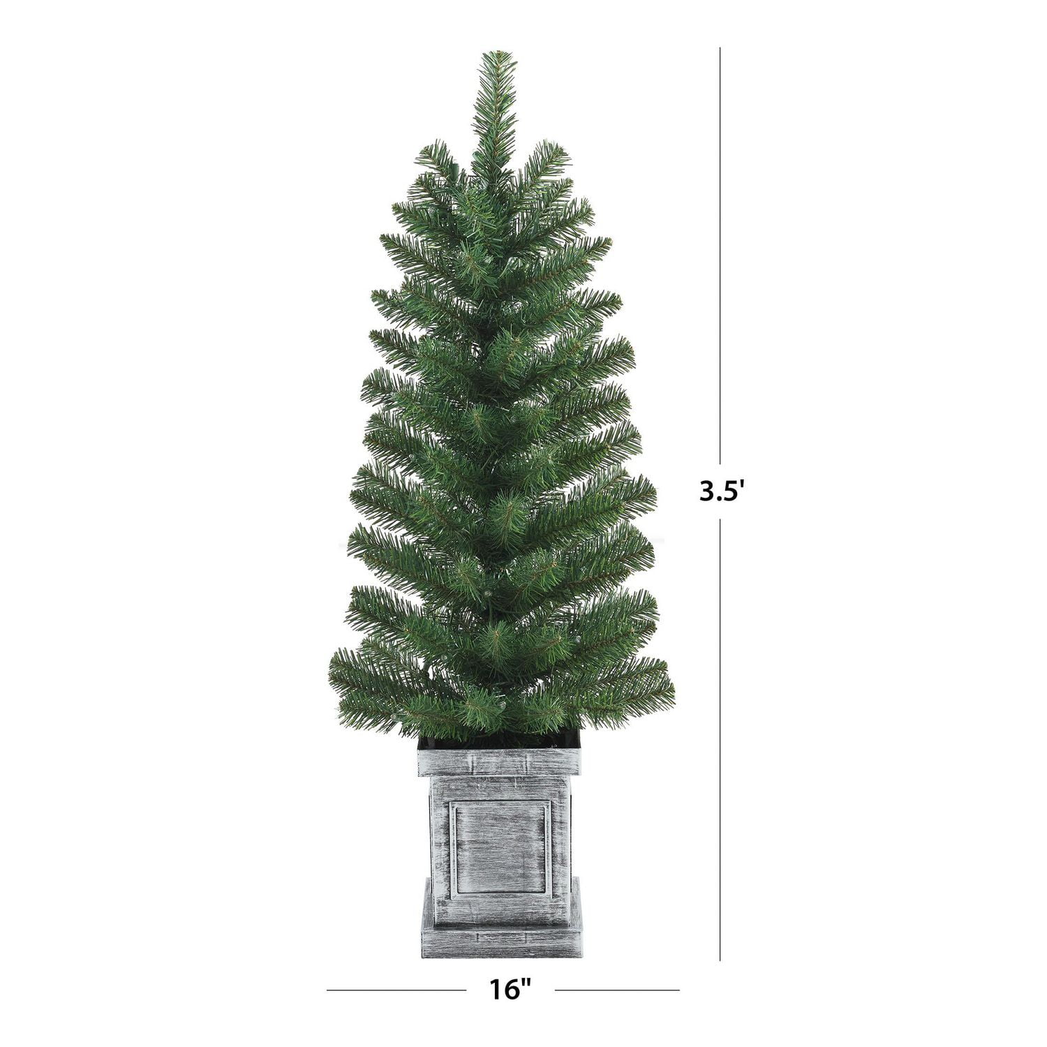 Holiday Time 3.5 2PK Pre lit Green Porch Trees Green 90 branch tips LED lights Walmart