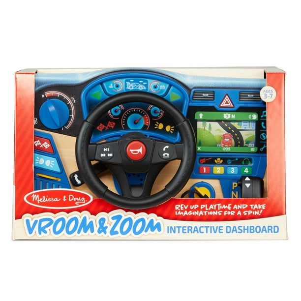 Melissa & Doug Vroom & Zoom Interactive Wooden Dashboard Steering Wheel ...