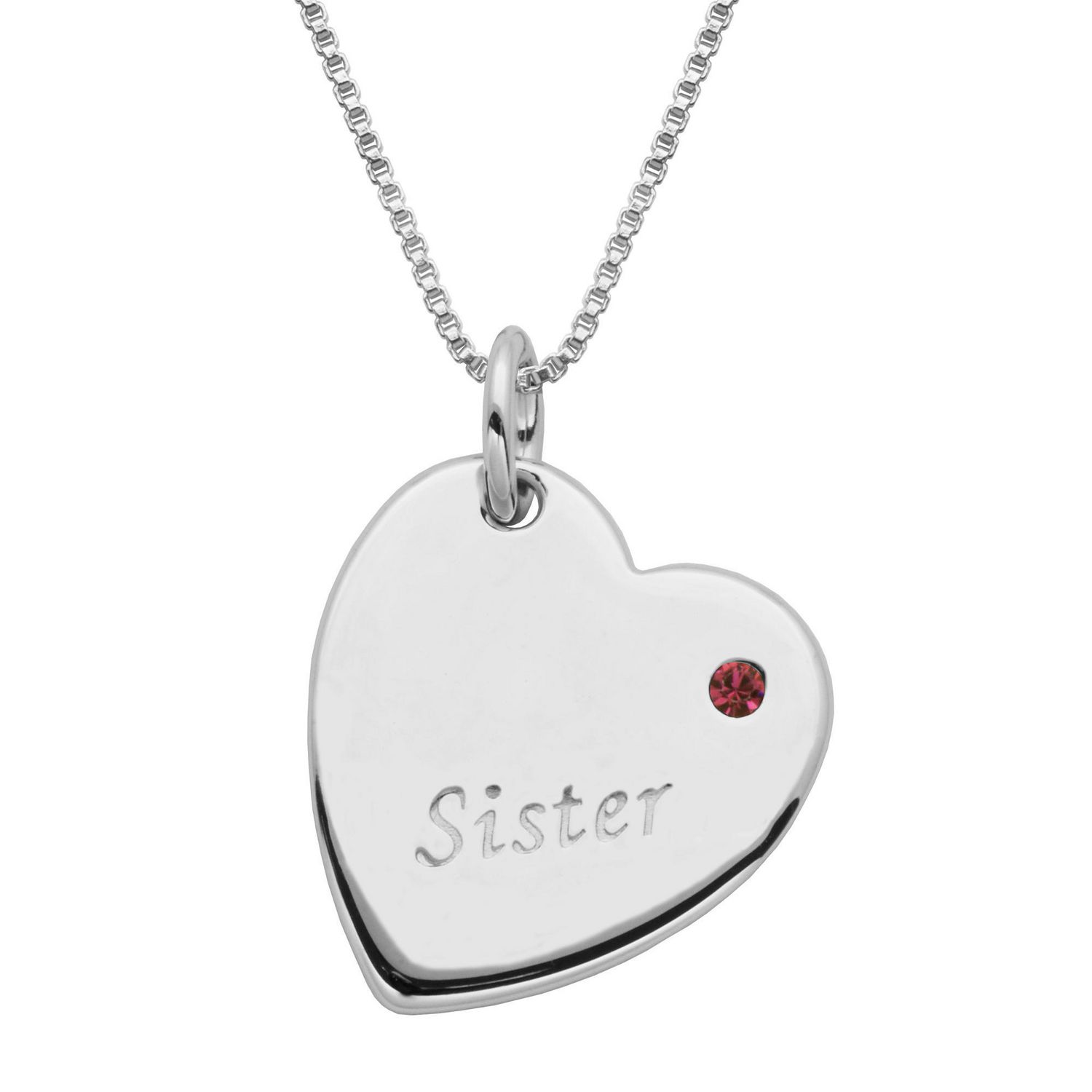 PAJ Sterling Silver "Sister" Purple Rhinestone Accent Heart Pendant ...