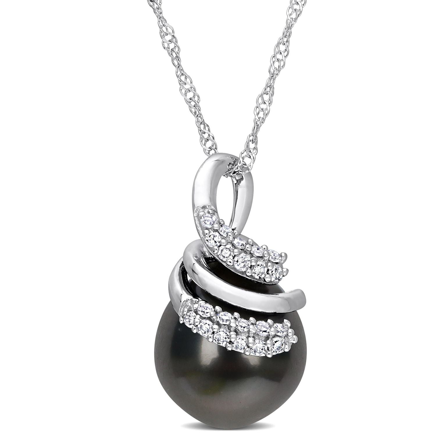 Click here for Miabella Tahitian Cultured Pearl & 1/10 Carat T. W... prices