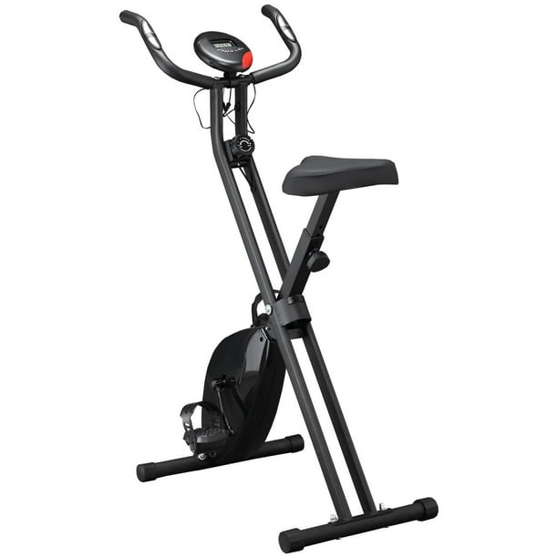 Soozier Foldable Exercise Bike Stationary Upright Bike Cardio Workout 8 ...