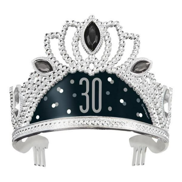 Birthday Black Glitz Plastic Tiara with Number Stickers, 1 count ...