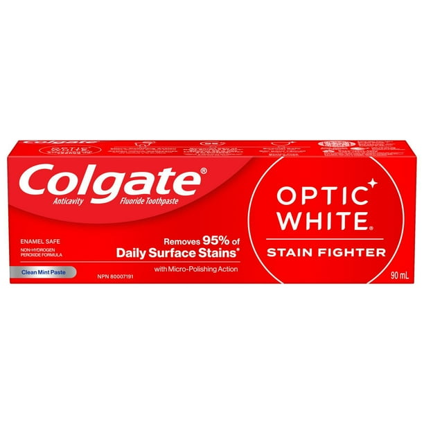 Colgate Optic White Stain Fighter Stain Removal Toothpaste, Clean Mint ...