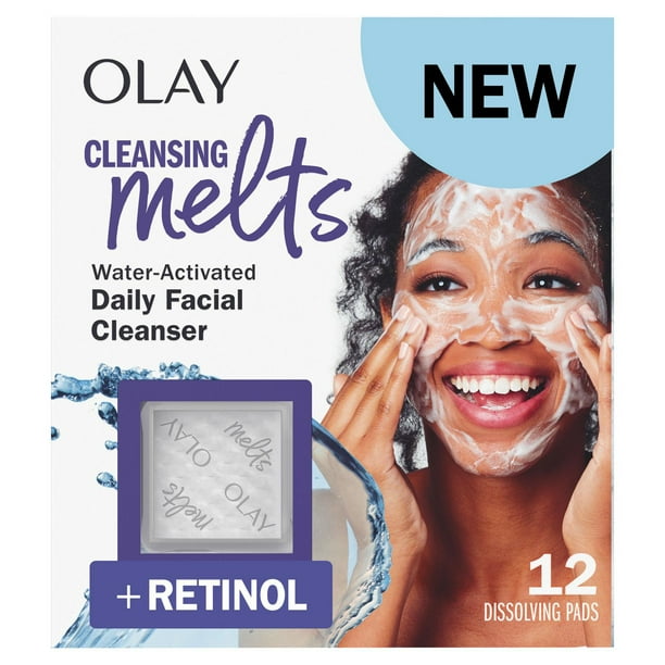 Olay Cleansing Melts + Retinol Face Cleanser, Water-Activated Face Wash Cleans, Tones, and ...