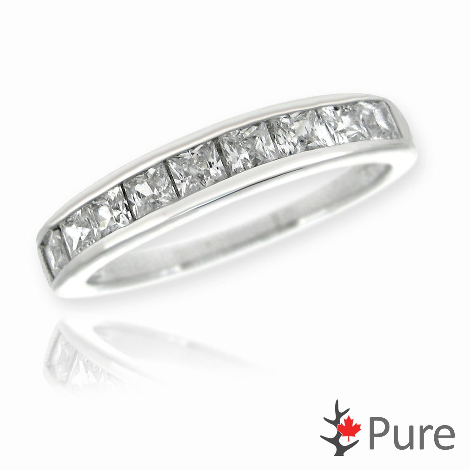 Pure Square Cut Cubic Zirconia Semi-Eternity Ring set in Sterling ...