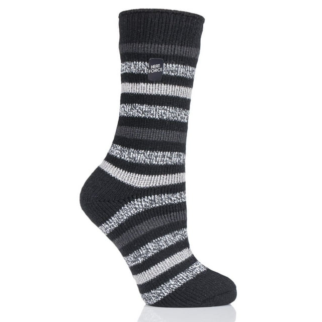 Heat Force Women's Black/ Light Grey Multistripe Crew Sock 5-9 - Walmart.ca