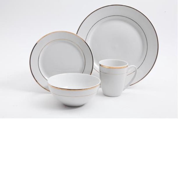 Gibson Palladine 16 Piece Dinnerware Set, Double Gold Banded, Fine ...