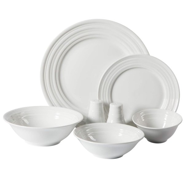 Gibson Home Embossed Ring 32 Piece Dinnerware Set - Service for 6 - Embossed - White - Walmart.ca