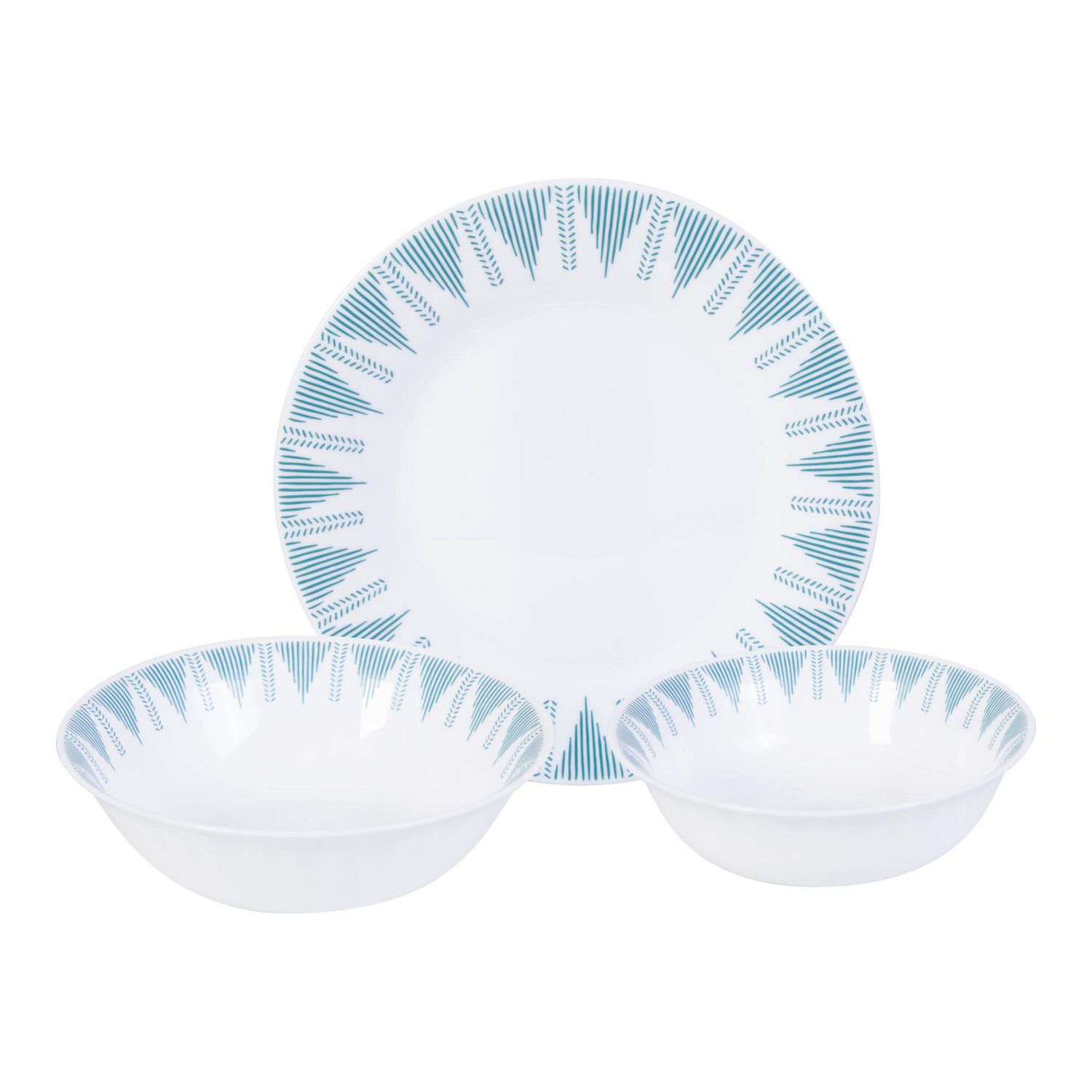 Ultra By Gibson Piper Point 12 Piece Double Bowl Dinnerware Set, Teal ...