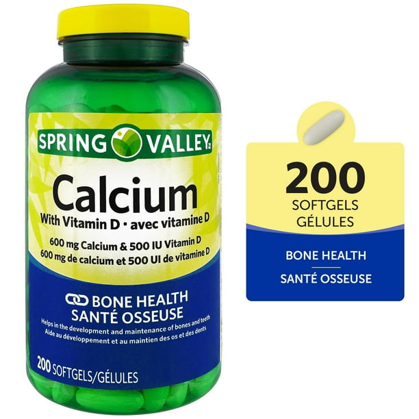 Spring Valley Calcium with Vitamin D, 200 Softgels - Walmart.ca