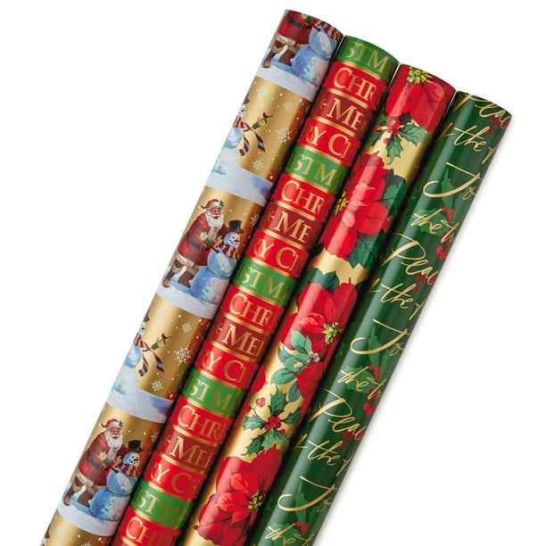 Hallmark Reversible Christmas Wrapping Paper Bundle, Traditional (Pack ...