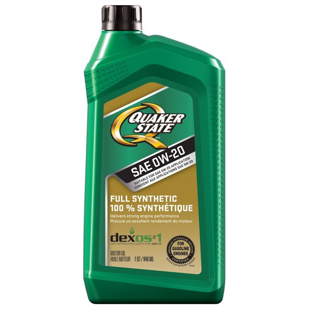 Quaker State Full Synthetic Motor Oil 0W-20 946ml, QS Synthetic 946 ml ...