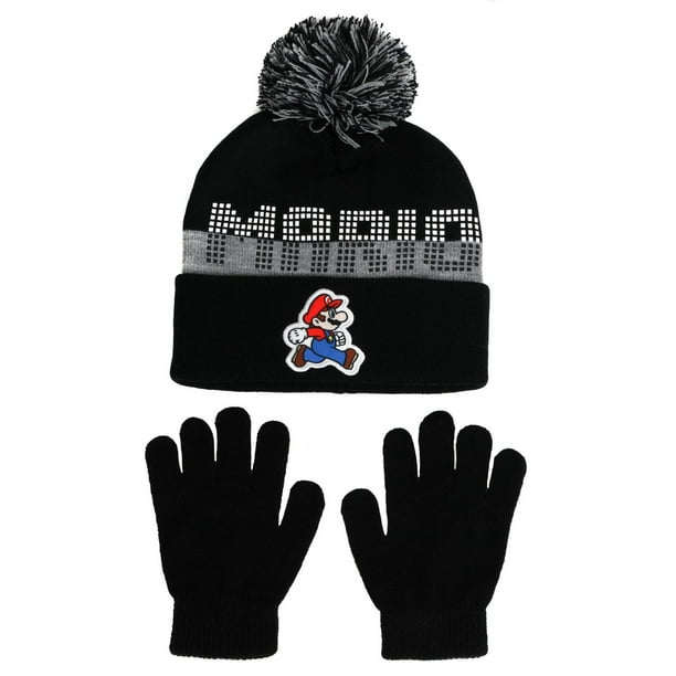 Super Mario Bros Knit Beanie & Glove Set, MARIO KNIT HAT & GLOVE SET ...