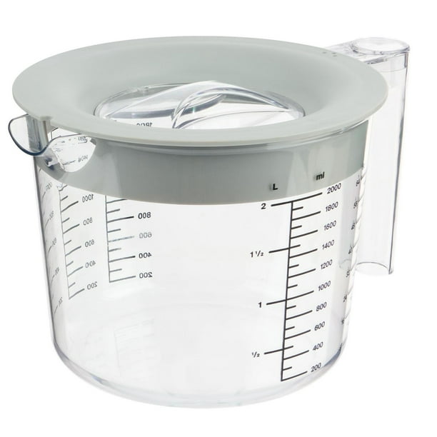 Mainstays 8-Cup Large Measuring Cup with Lid, Grey, 8-Cup Measuring Cup ...